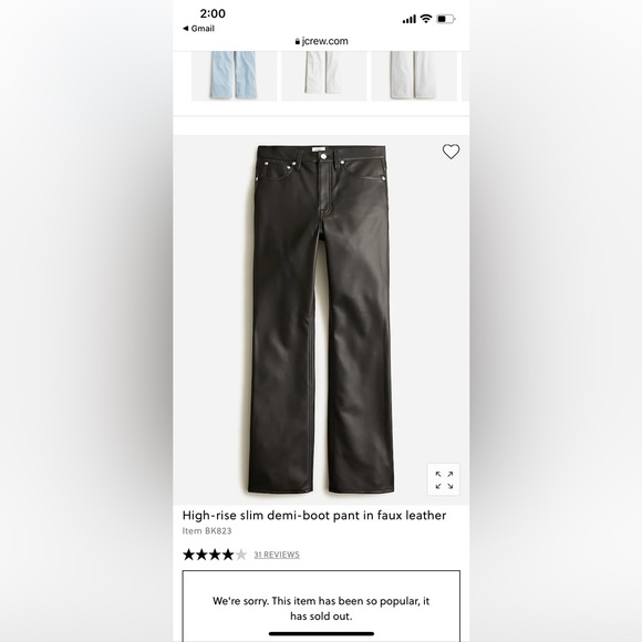 J Crew Pants And Jumpsuits Nwt J Crew High Rise Faux Leather Pants Poshmark